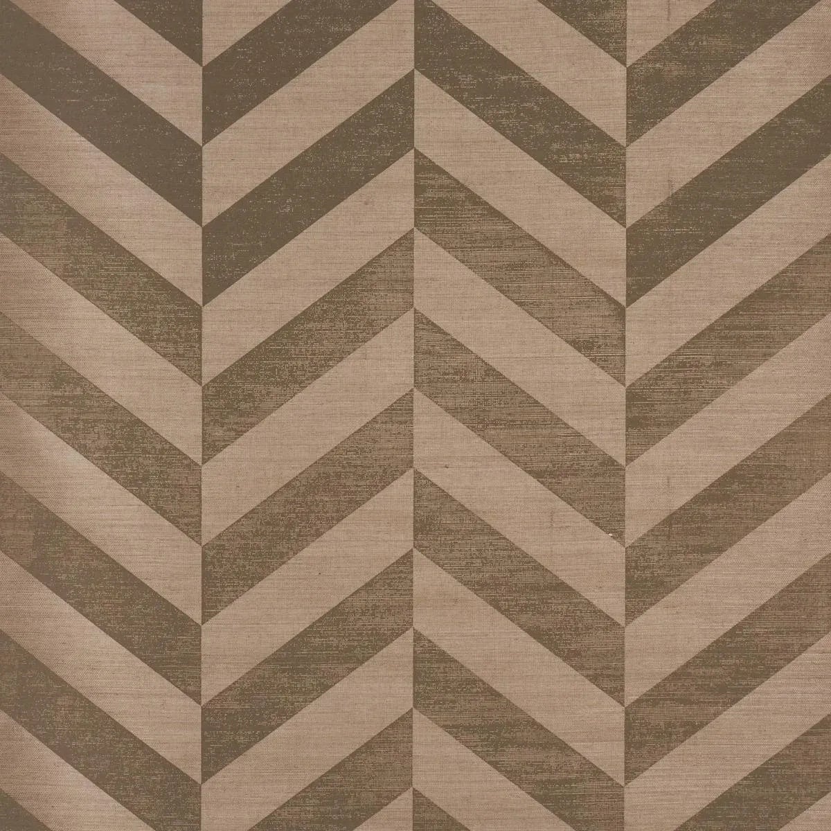 Schumacher Staggered Chevron Sisal Wallpaper In Brown | Chairish
