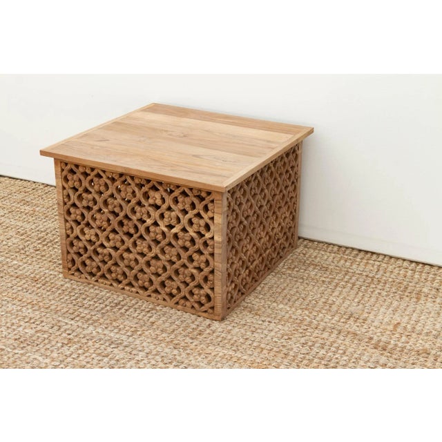 Small Mid-Century Style Floral Jali Coffee Table | Chairish