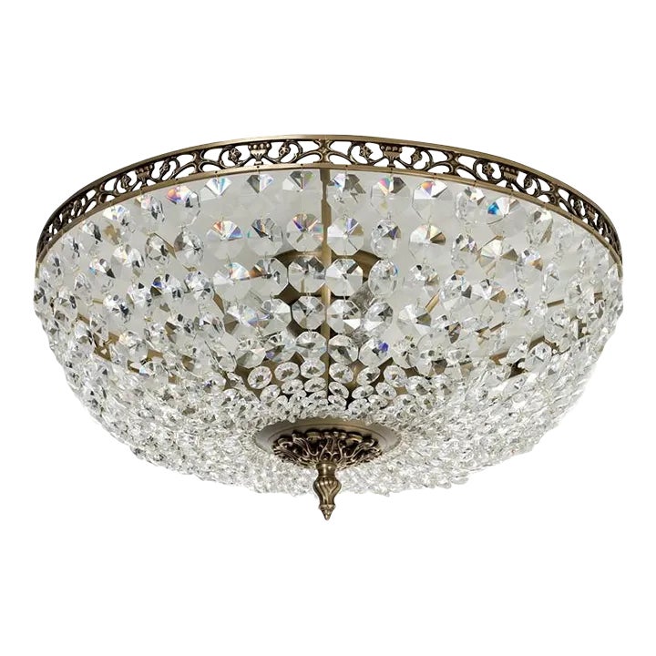 Large Classic Ceiling Plafond Light With Crystals | Chairish