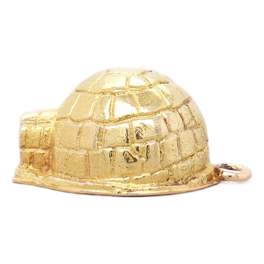 Vintage 10k Yellow Gold Figural Igloo Charm for a Bracelet | Chairish