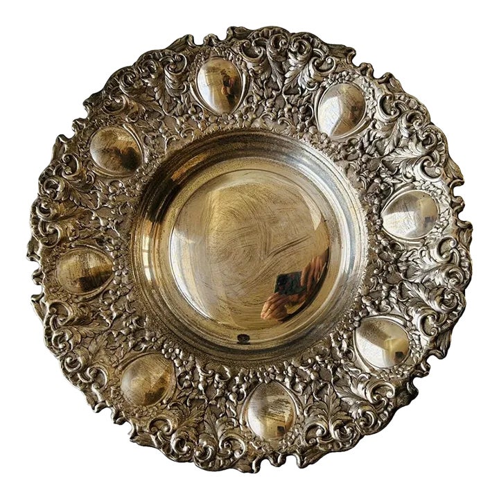 Vintage William Adams Spain Silver Plate Baroque Serving Tray | Chairish