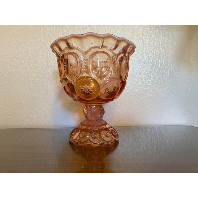 Vintage l.e. Smith Moon and Star Pink Opalescent Compote Pedestal Candy ...