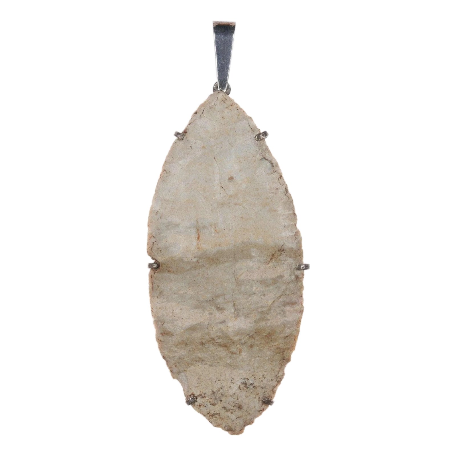 Large Native American Knapped Knife tool in sterling silver mount ...