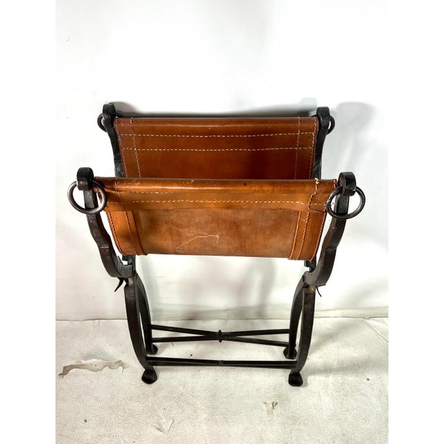 Antique Morgan Colt Style Wrought-Iron and Leather Folding Curule Stool ...