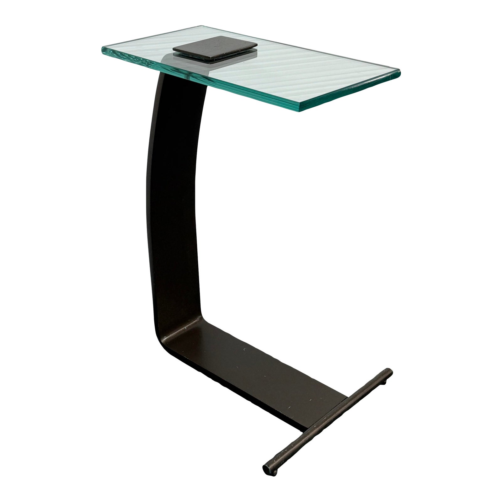 Vintage Design Institute of America Tempered Glass C-Style Table | Chairish