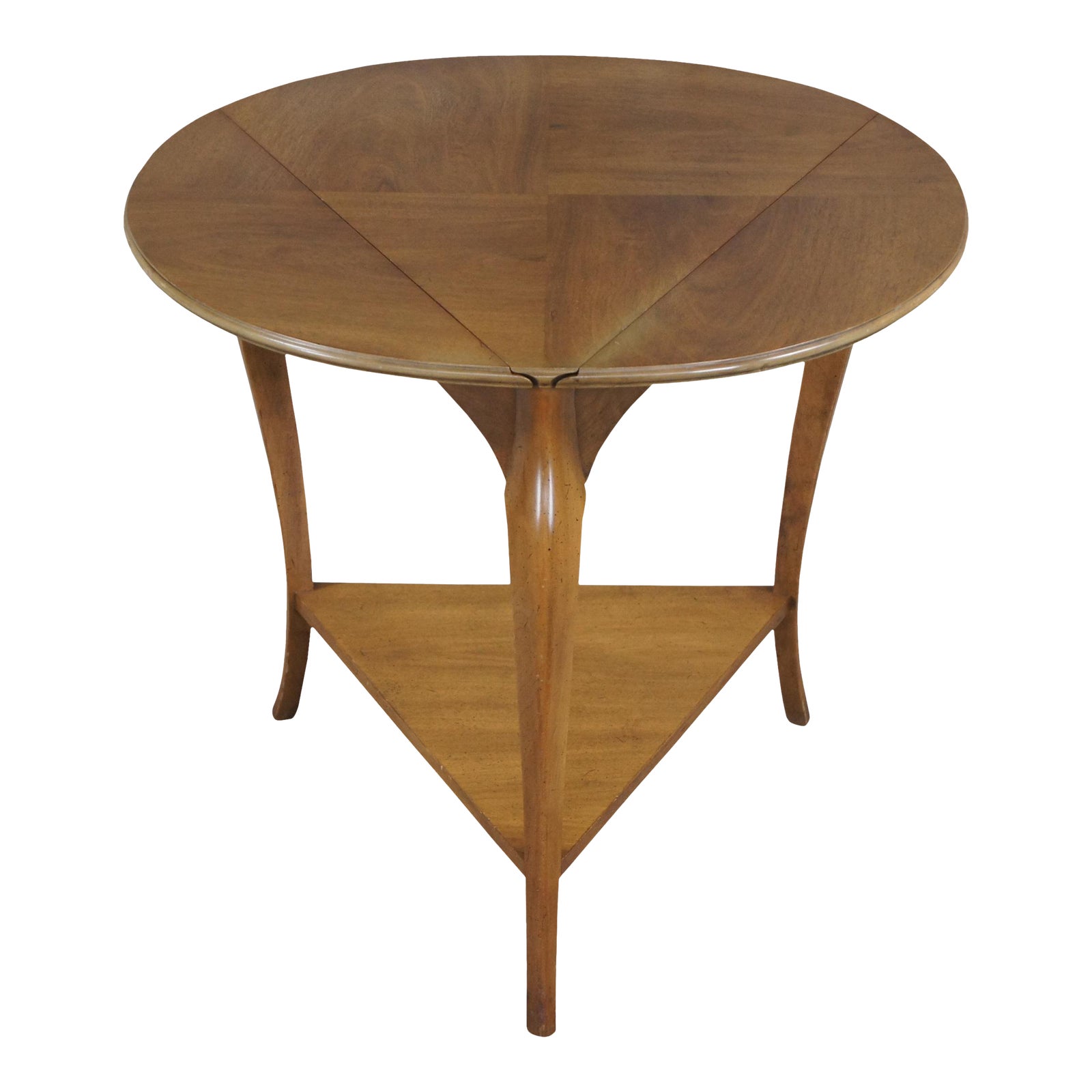 1960s John Widdicomb Walnut Triangular Tiered Drop Leaf Handkerchief ...