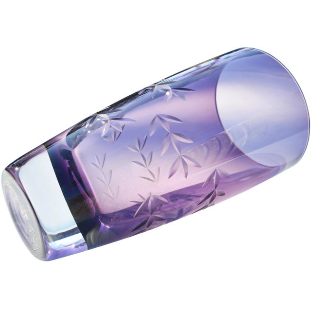 Vintage Handcrafted Polish Purple Amethyst Crystal-Cut Vase | Chairish