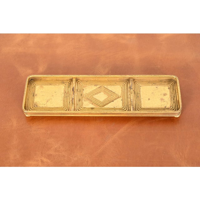 Tiffany Studios New York Graduate Bronze Doré Pen Tray | Chairish
