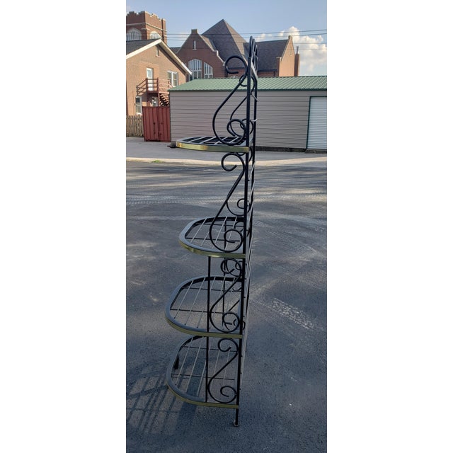 1950s Wrought Iron Black Bakers Rack With Gold Trim | Chairish