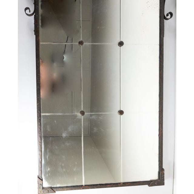 20th Century Blacksmith Hand Wrought Iron Wall Mirror | Chairish