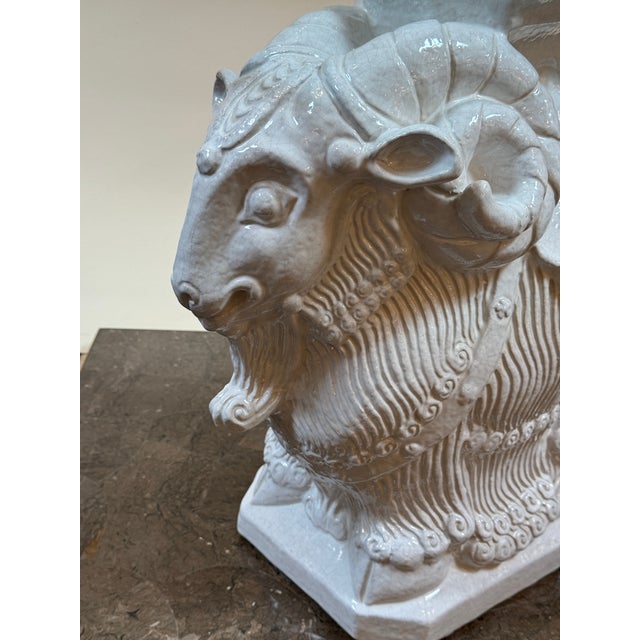 Vintage Ceramic Ram Side Table | Chairish