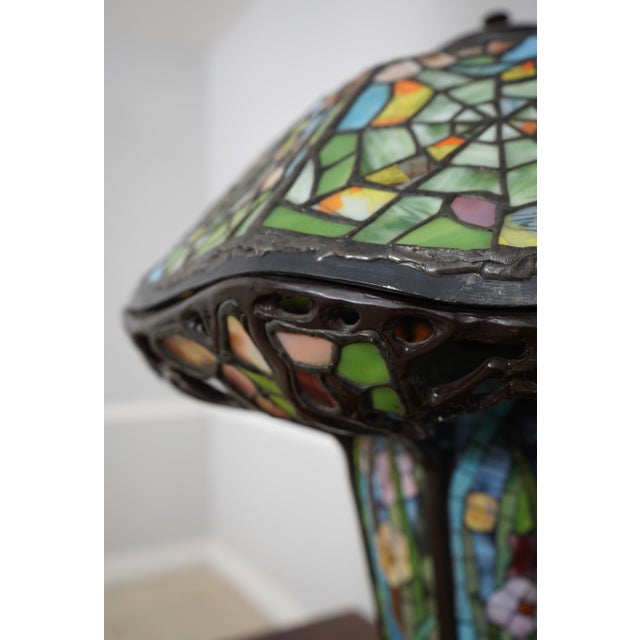 Dali Tiffany Style Arts & Crafts Leaded Glass Table Lamp | Chairish