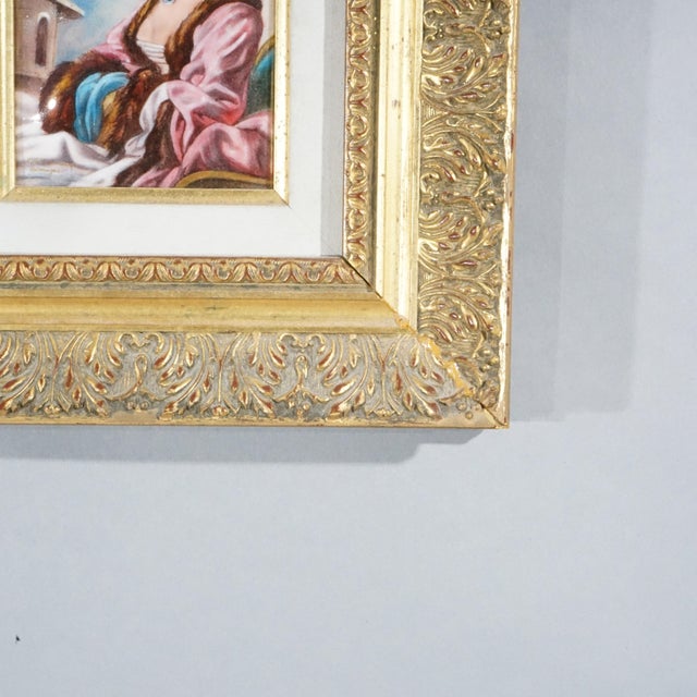 French Limoges Enamel on Copper Portrait Painting of a Woman, 20th Century | Chairish