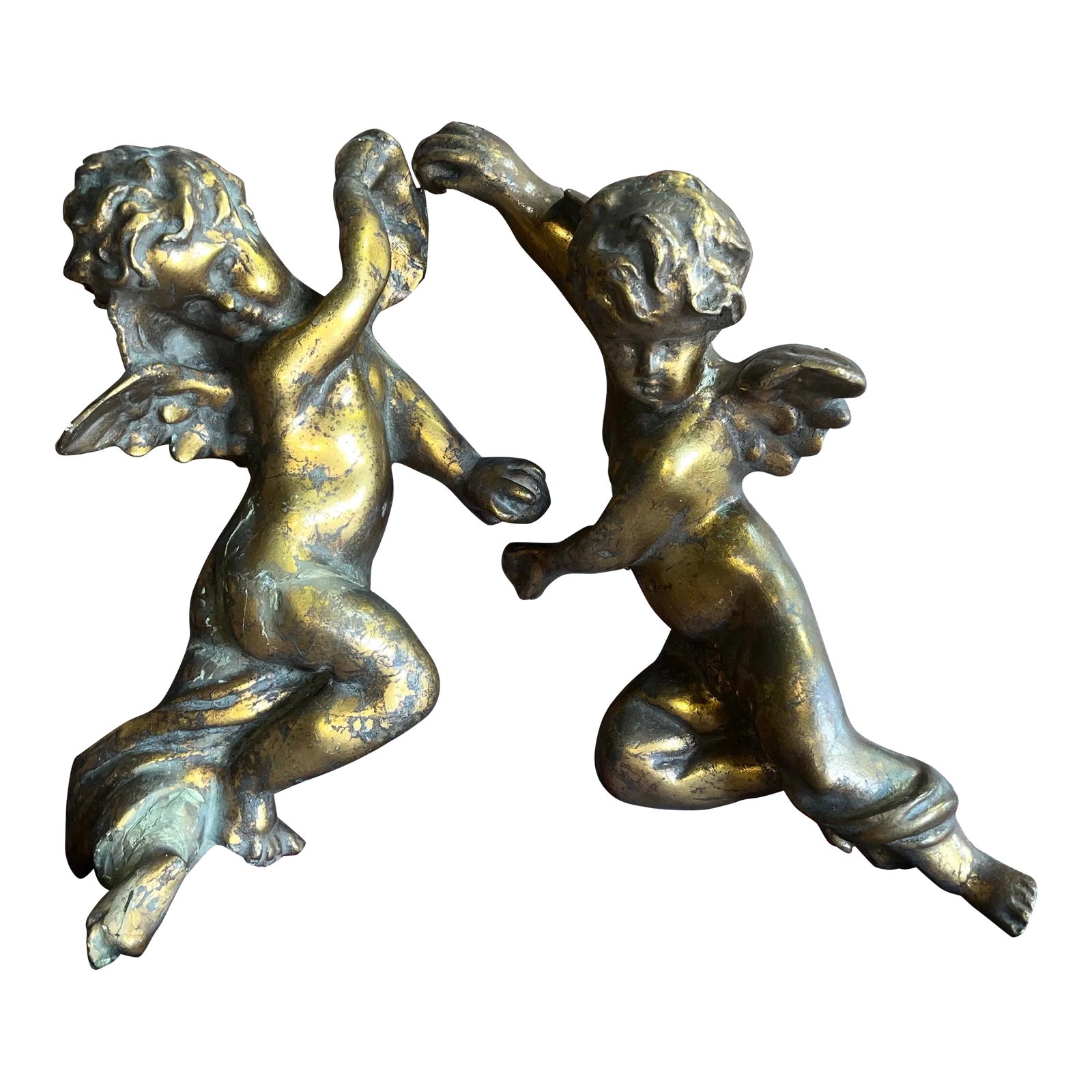 Vintage Gold Cherubs Wall Decor- Set of 2 | Chairish