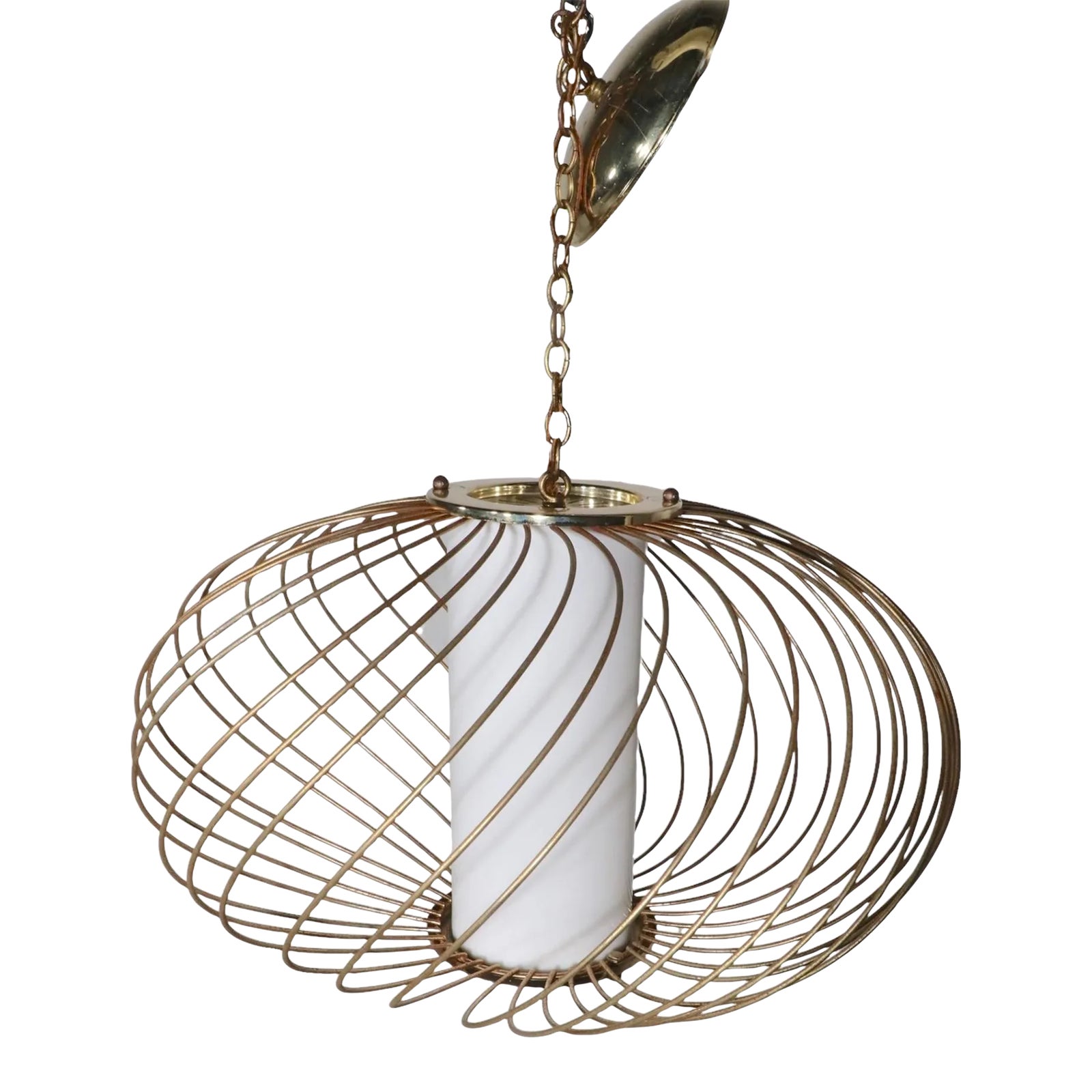 Mod Mid Century Swirl Cage Chandelier | Chairish