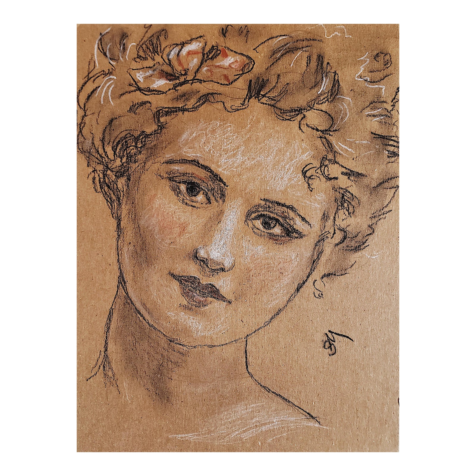 "Angelique" Original Artist's Drawing in Charcoal and Conté by Sarah ...