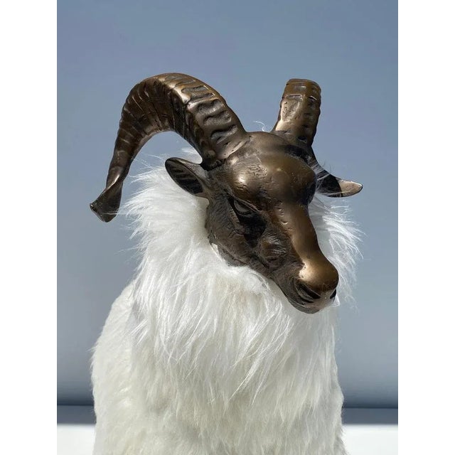1970s Brass & Fur Ram/Sheep Sculpture | Chairish