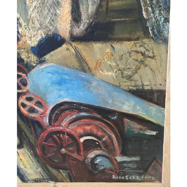 Vintage Mid Century Original Oil Painting “Mending Nets” by Rose ...