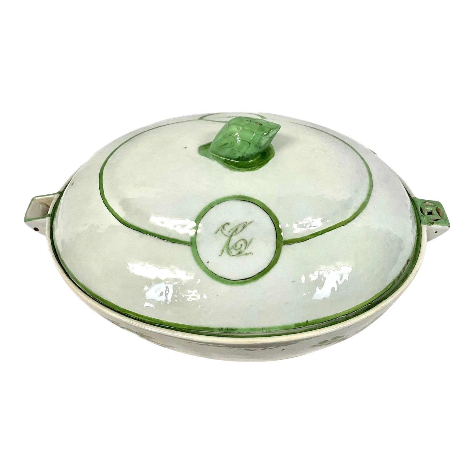 Large Chinese Export Porcelain Warming Dish With Lid | Chairish
