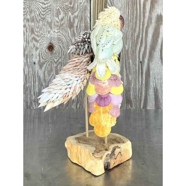 Vintage Shell Encrusted Pair of Parrots | Chairish