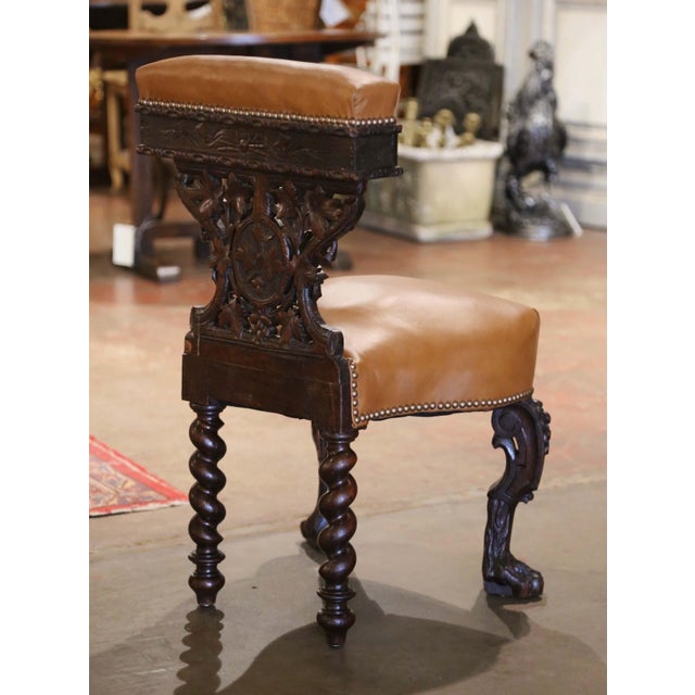 19th Century French Black Forest Carved Oak Smoking Chair With Cigar ...