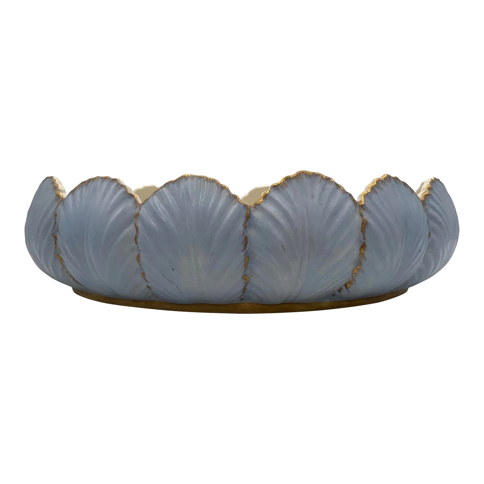 Antique English Porcelain Foliate Shell Scallop Rimmed Centerpiece Bowl ...