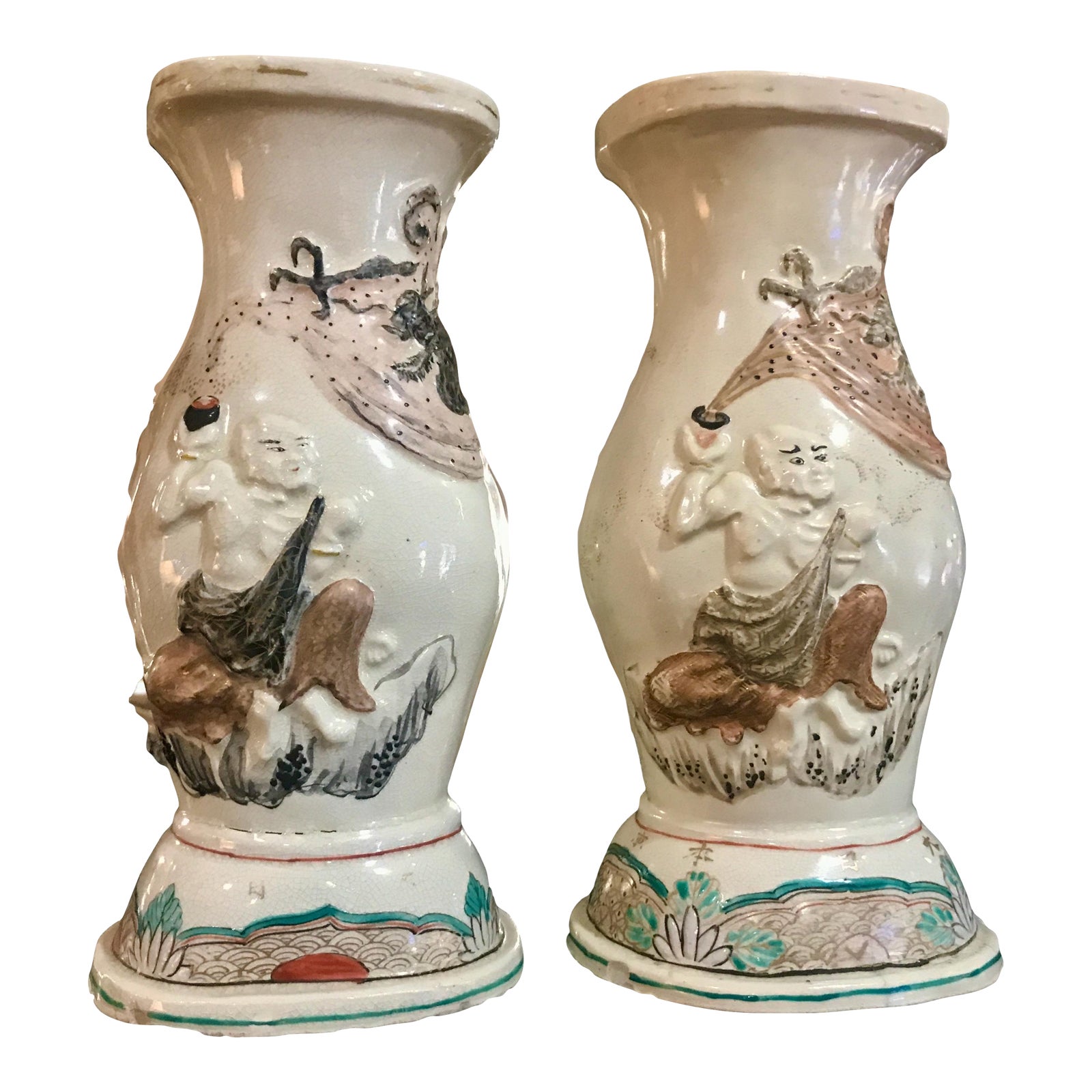 Antique Japanese Genie Vases- a Pair | Chairish