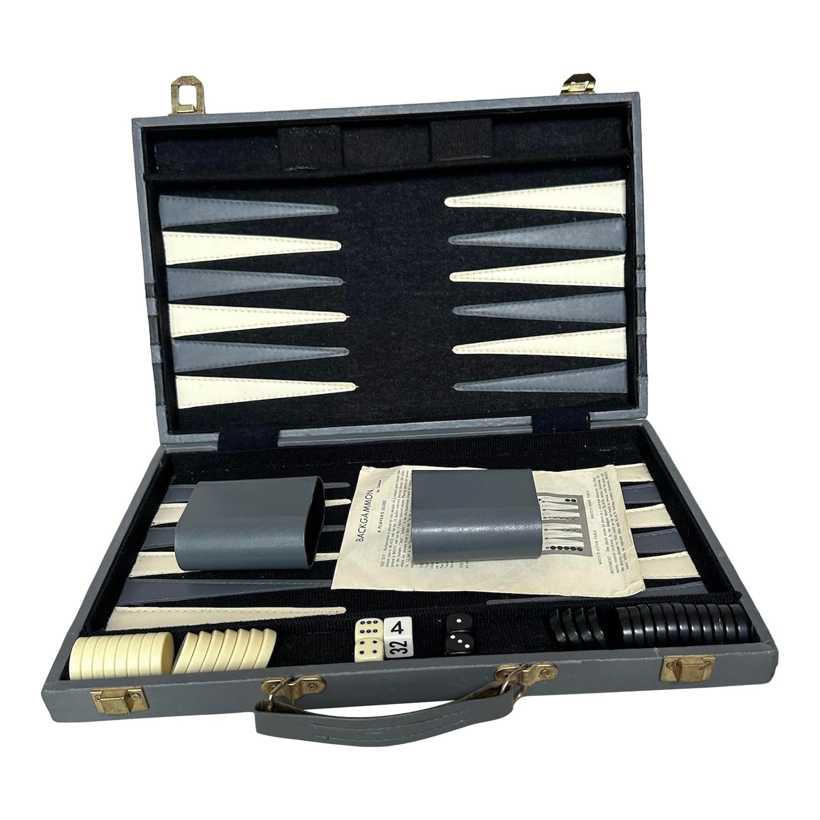 Vintage Cardinal Gray, Black & White Backgammon Game Set | Chairish