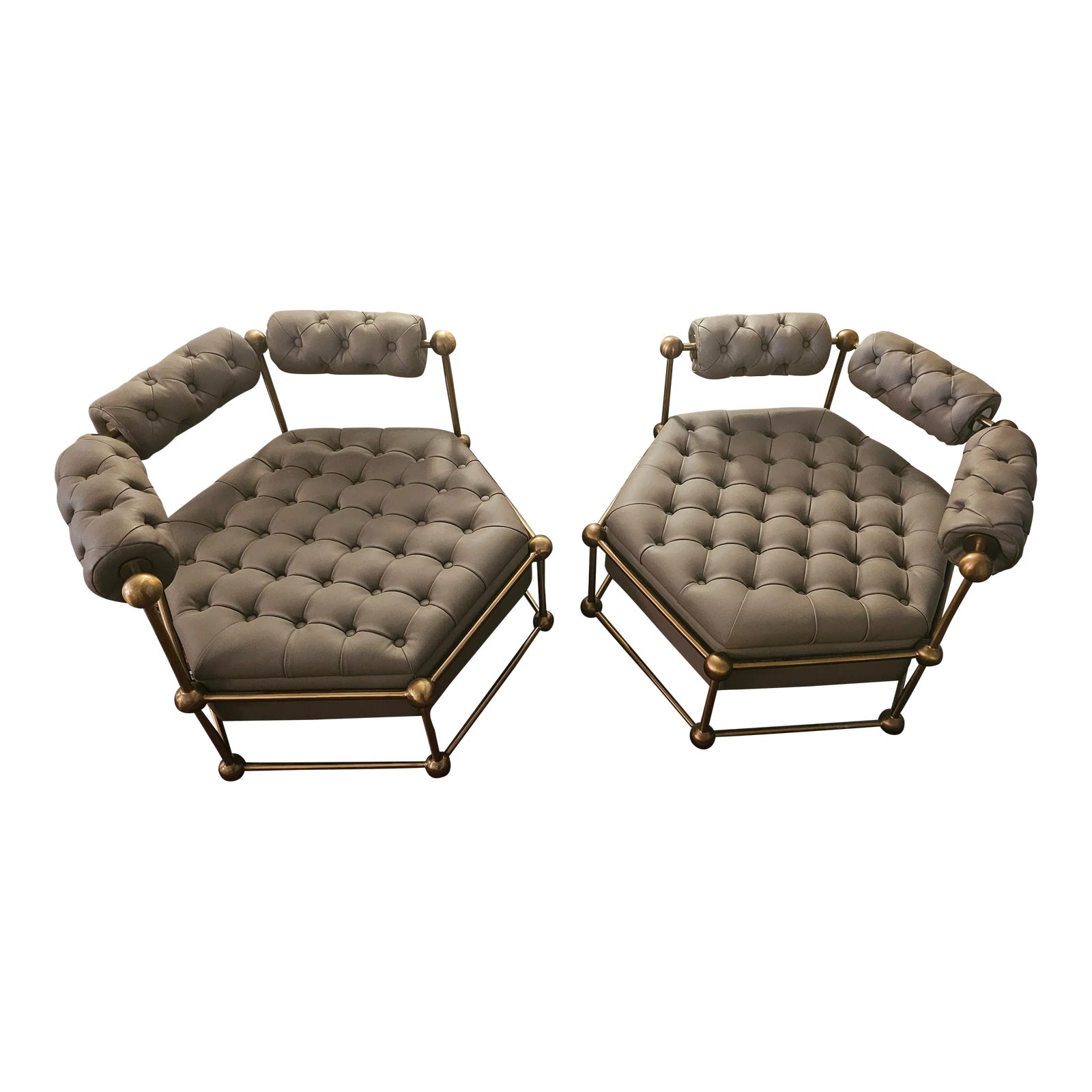 Pair of French Style Hexagonal Lounge Chairs | Chairish