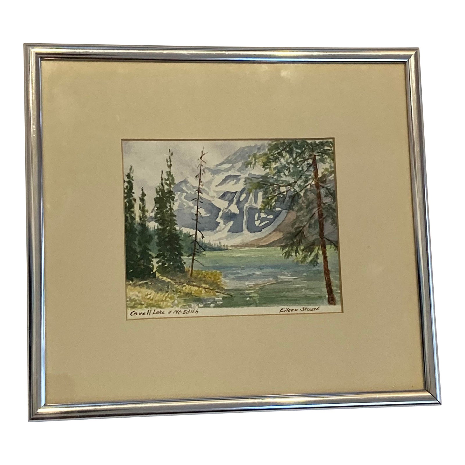 Eileen Stuart Covell Lake & Mt. Edith Acrylic Painting Framed and ...