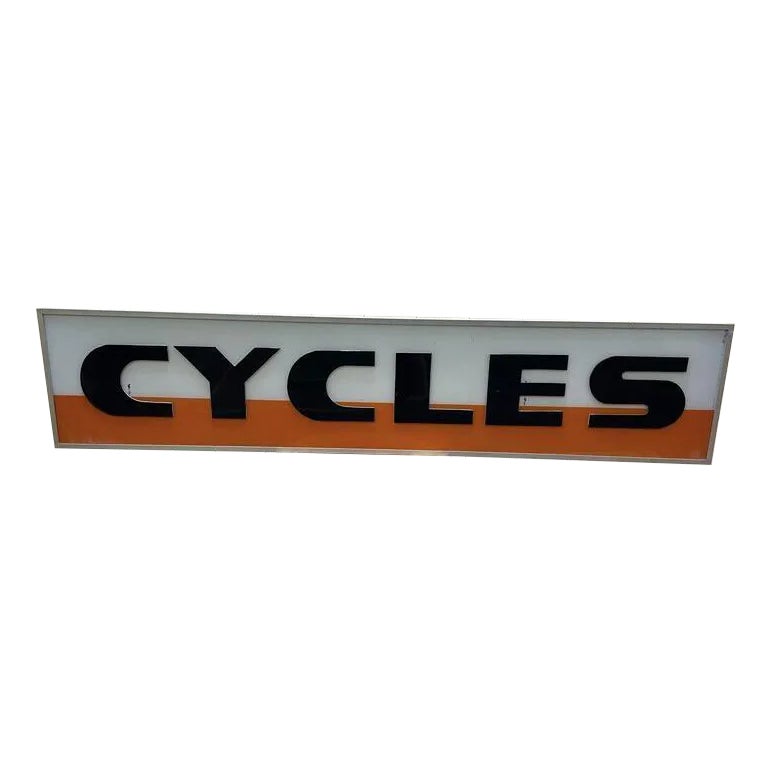 Vintage Illuminated Cycles Sign | Chairish