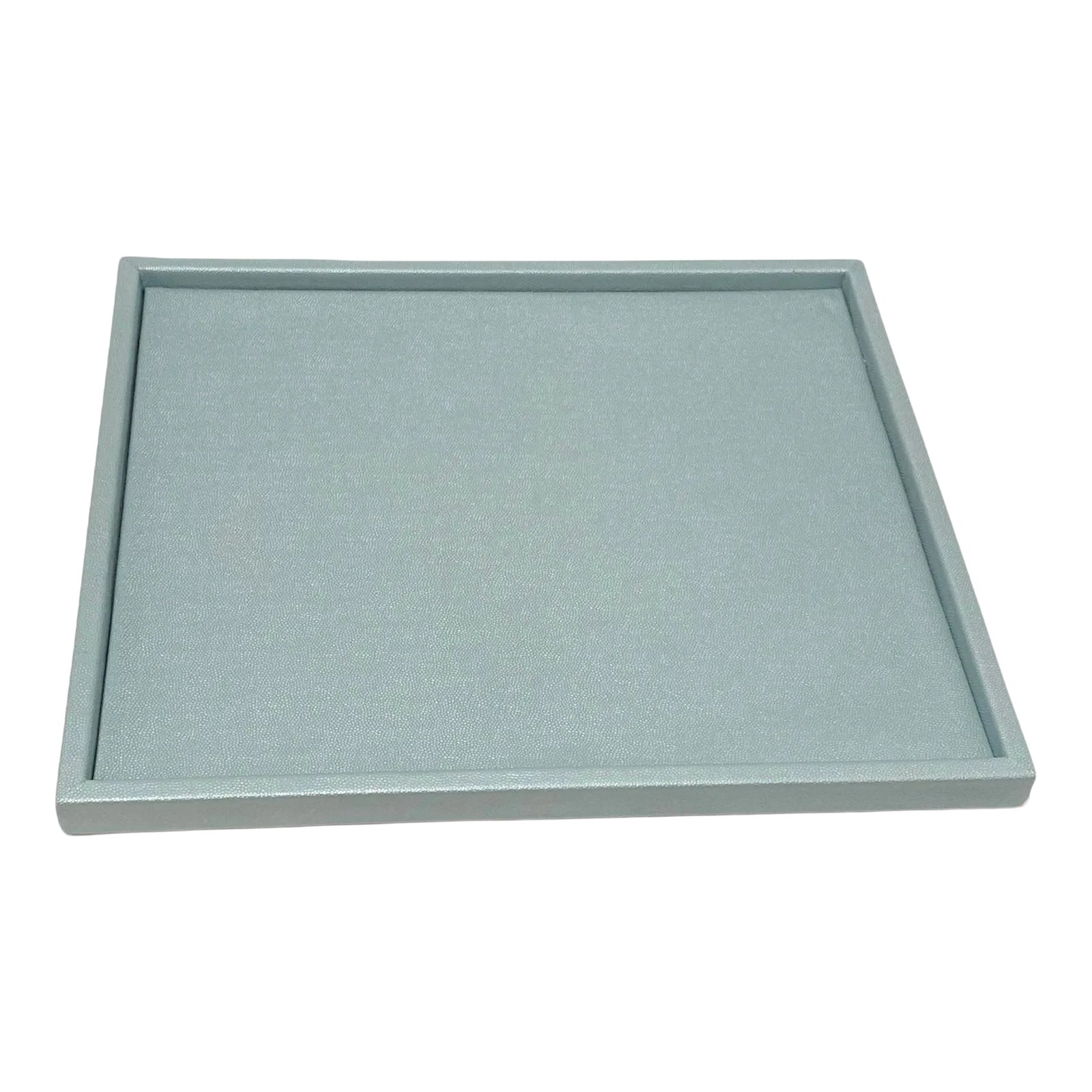 Aura London Teal Leather Tray | Chairish