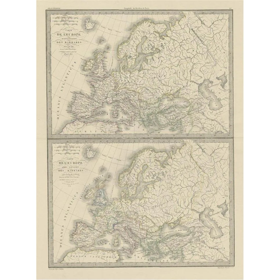 Antique Map of Europe, 1842 | Chairish