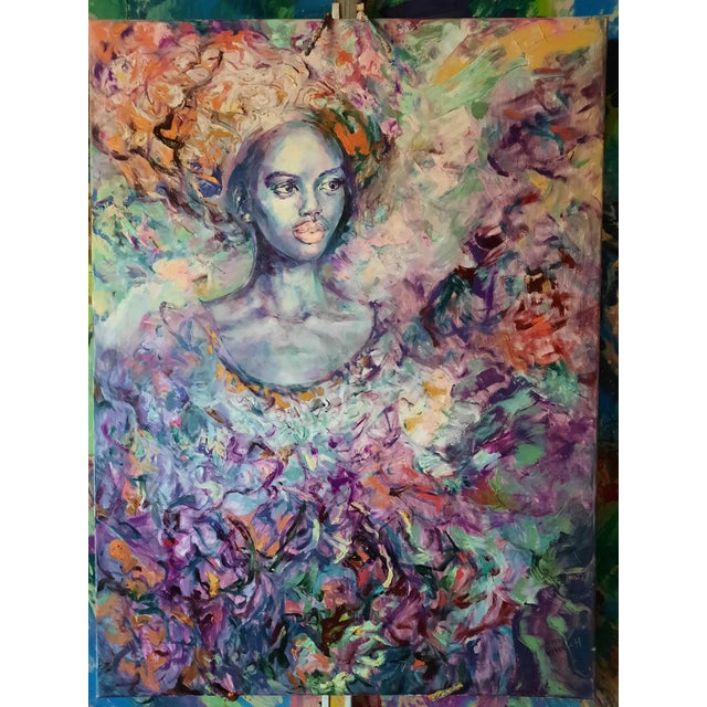 "Black Lilia" Contemporary Painting | Chairish