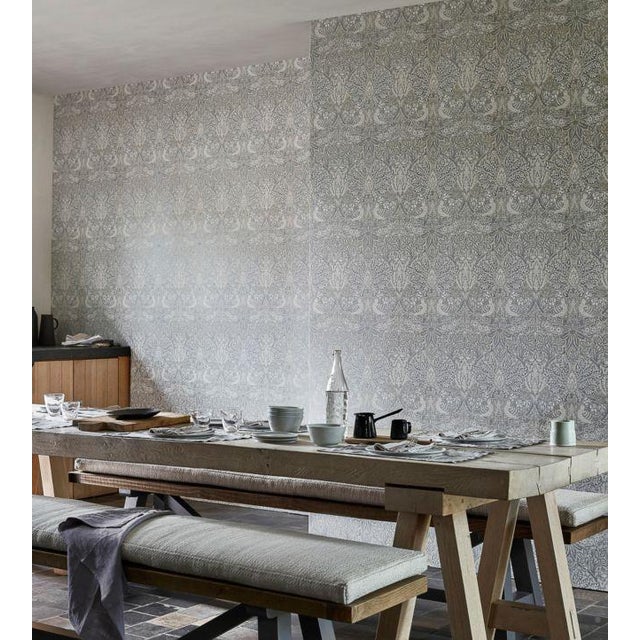 Pure Dove & Rose Wallpaper - Silver - Sample | Chairish