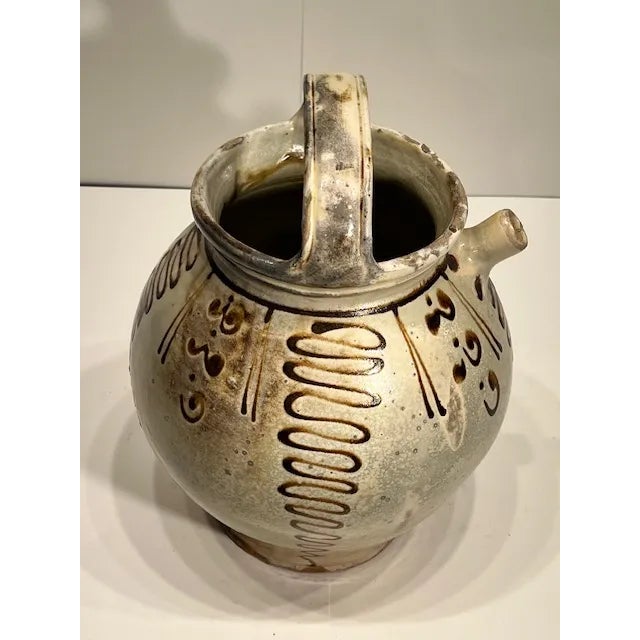 Vintage Hand Glazed French Olive Oil Pitcher | Chairish