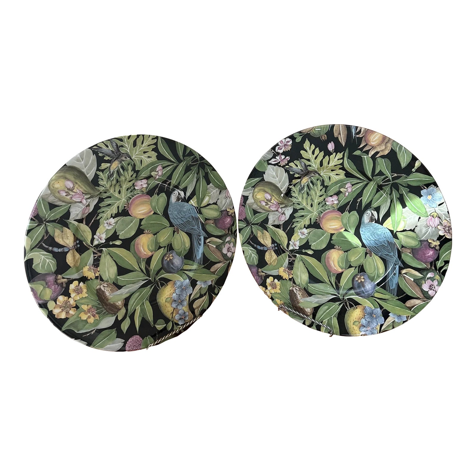 Early 21st Century Italian Pottery Large Round Platters With Fruit and ...