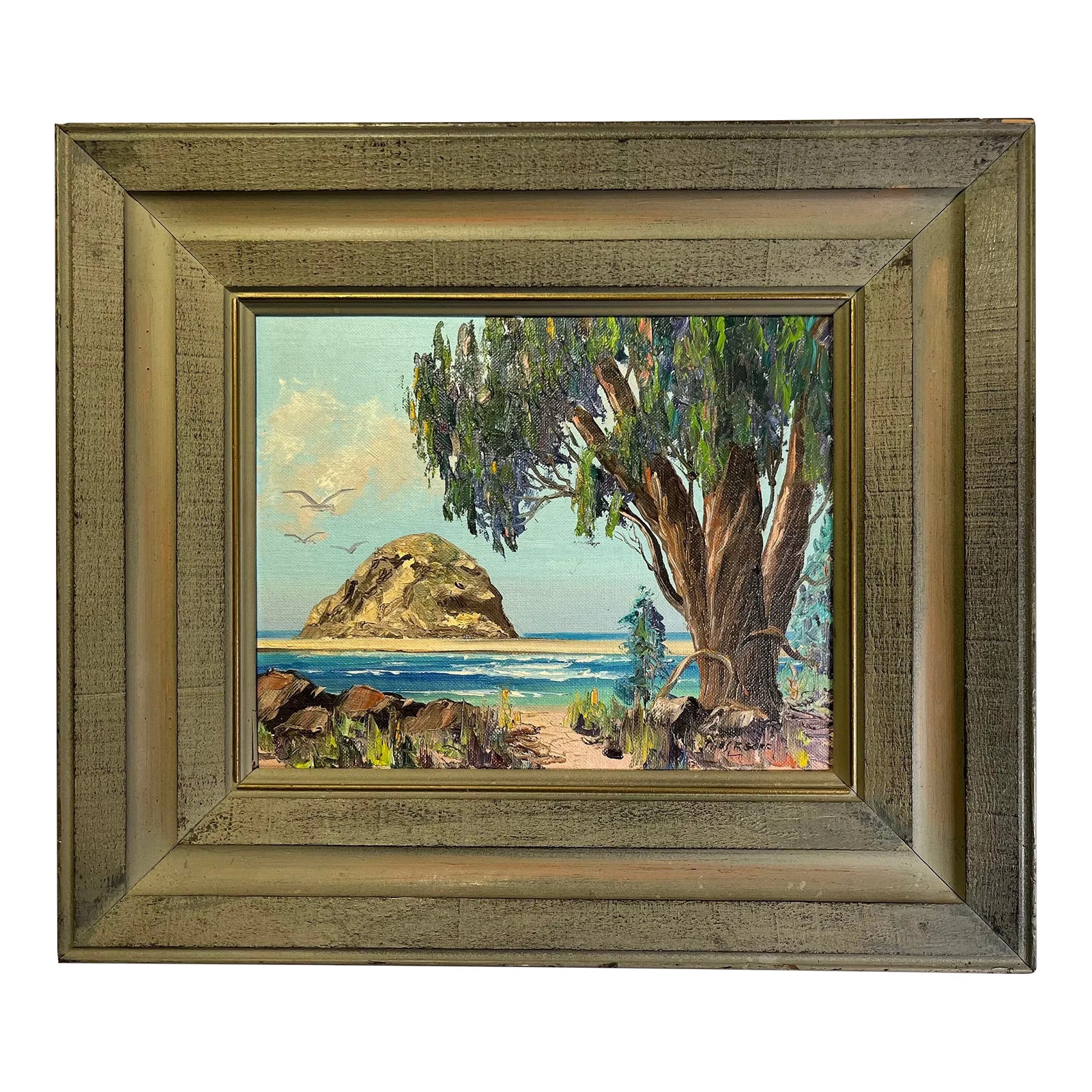 Mid-Century Thomas Fisk Goff Plein Air Seascape Oil Painting | Chairish