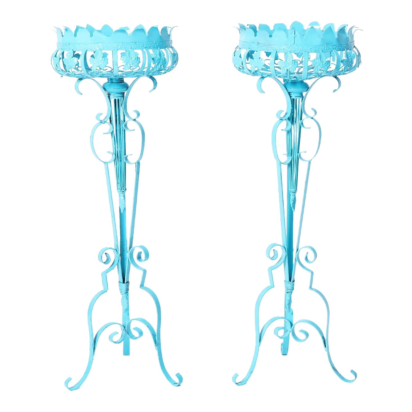 Pair of Vintage Italian Iron Plant Stands | Chairish