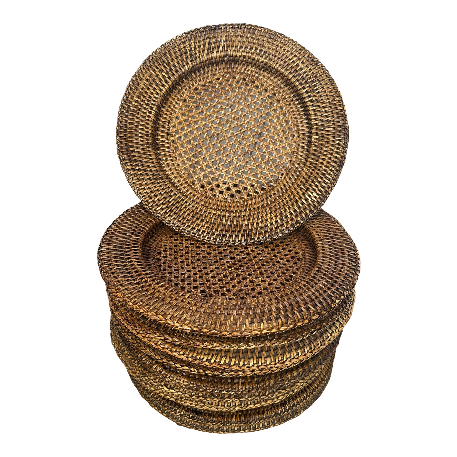 Woven Rattan Set of 10 Plate Chargers | Chairish