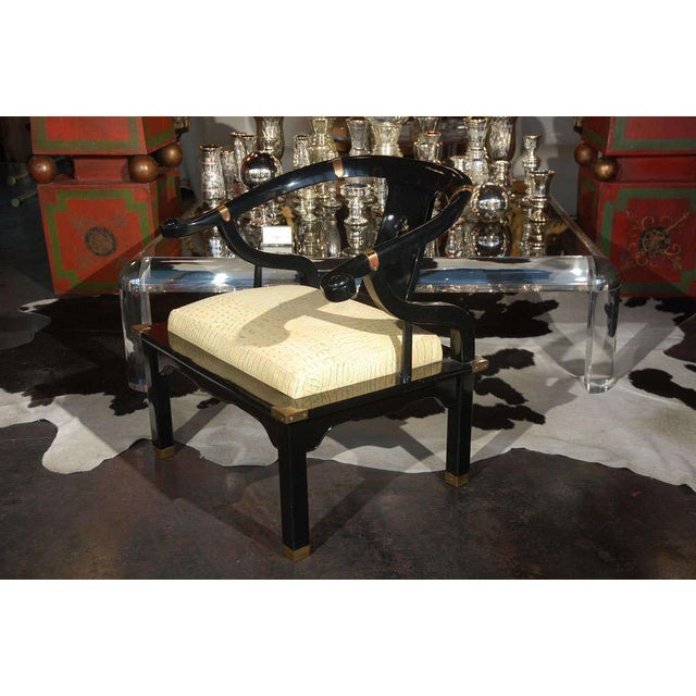 Pair of Hollywood Regency Armchairs in the Style of James Mont | Chairish