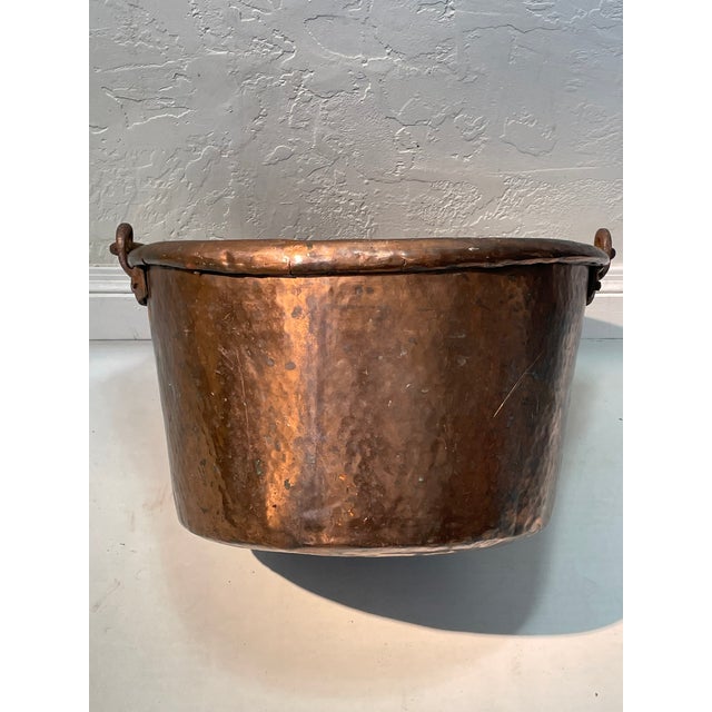 Antique 1910s Hammered Copper Cauldron With Iron Handle | Chairish