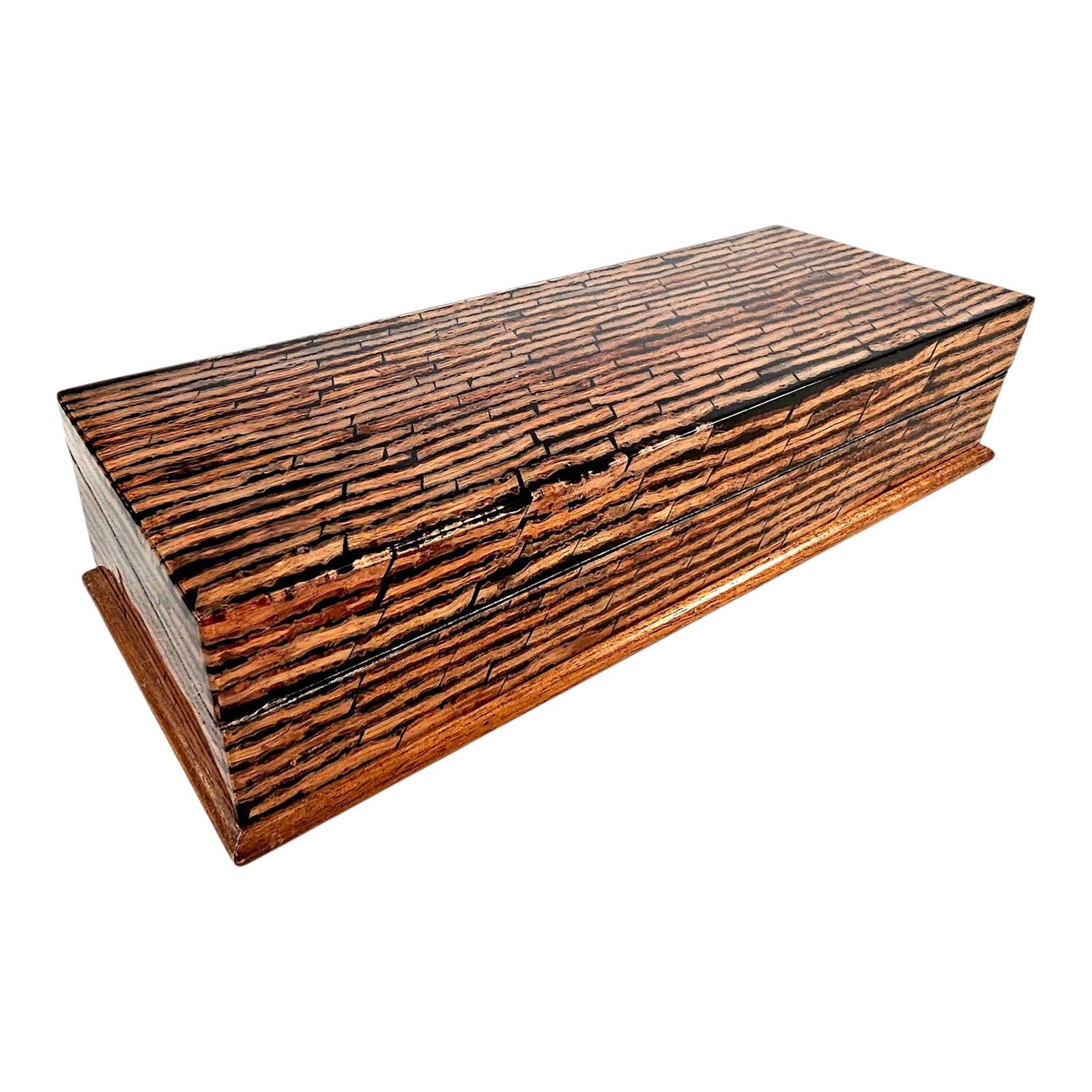 Ethan Allen Inlaid Wood Jewelry Box – 12.5” Lacquered Lidded Watch ...