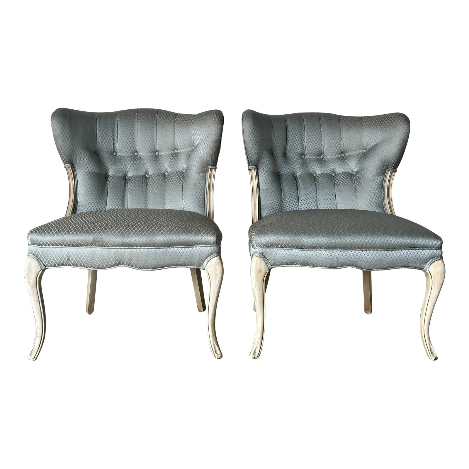 Hollywood Regency Wingback Accent Chairs - a Pair | Chairish