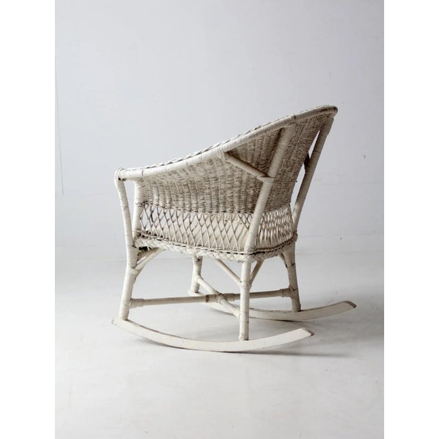 Antique White Wicker Rocking Chair | Chairish