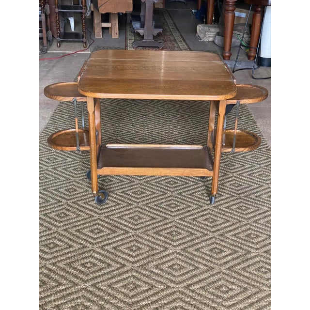 1950’s English Trolley Bar Cart With Leaves & Cake Shelves | Chairish