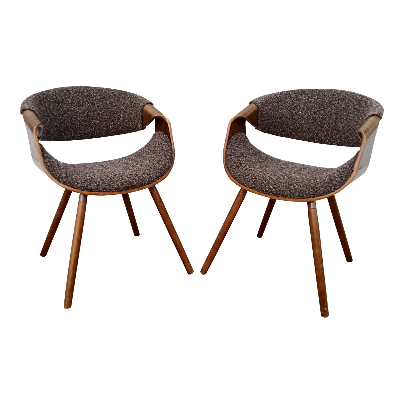 Scandinavian Modern Style Café Chairs with Vintage Boucle Upholstery ...