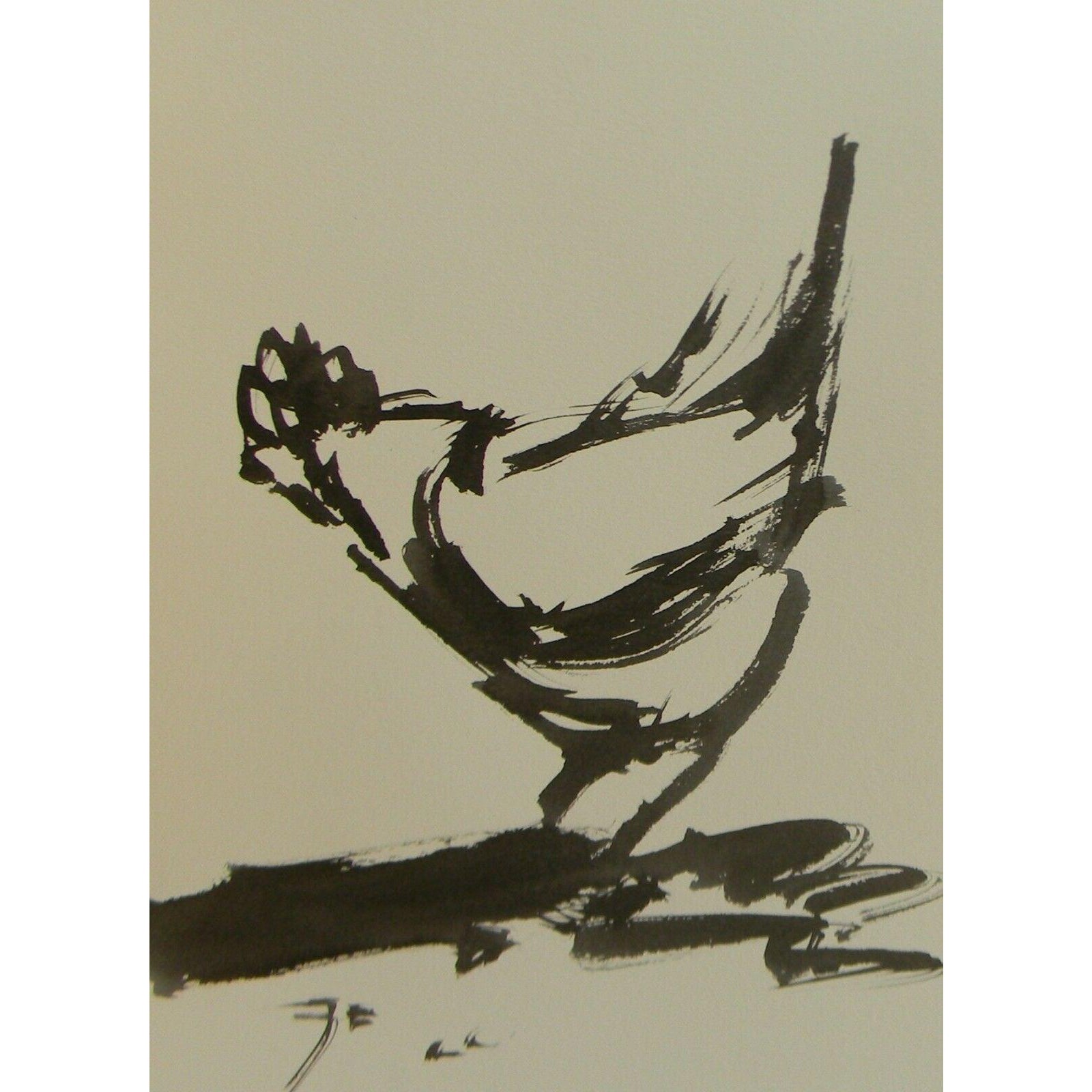 Jose Trujillo Abstract Expressionism Ink Wash - Chicken Farm Animal ...