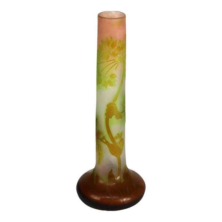 Antique Galle Art Nouveau Floral & Foliate Cameo Glass Vase C1910 ...