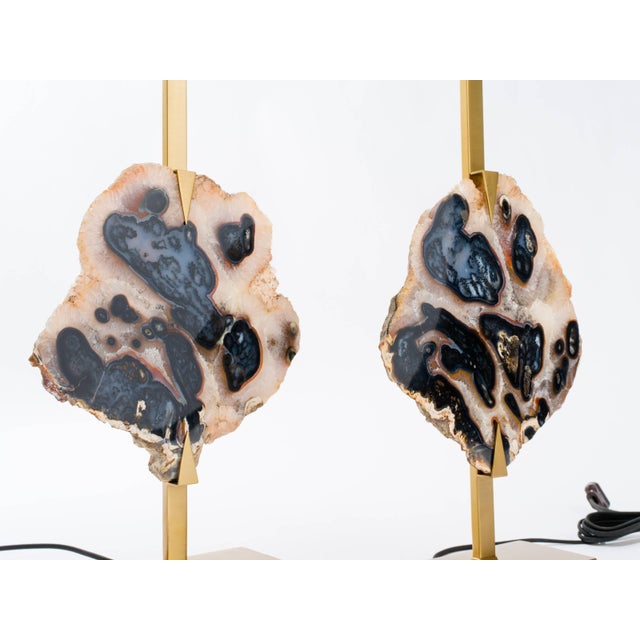 Agate Table Lamps, Custom-Made - a Pair | Chairish